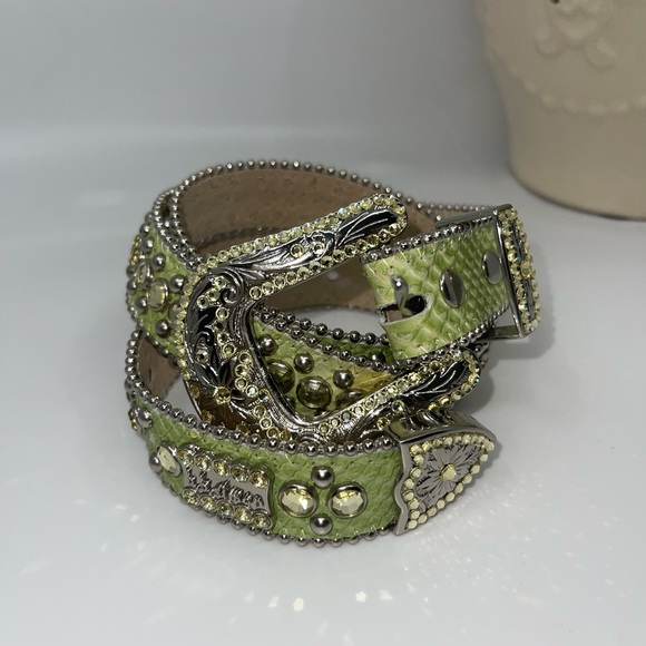 B.B. Simon | Accessories | Nwot Bb Simon Crystal Western Leather Belt ...